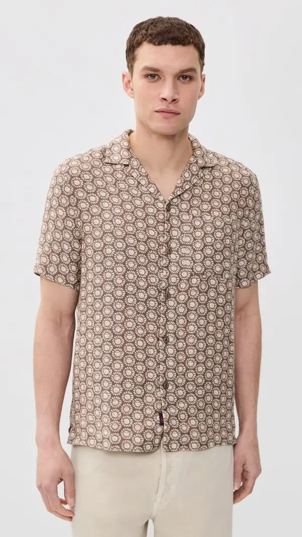 Faherty Brand Short Sleeve Palma Linen Camp Shirt - Shore Sun